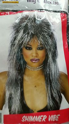 DIVINE PUNK shimmer vibe wig Silver Black Spikey Tina Turner LOOK Diva ...