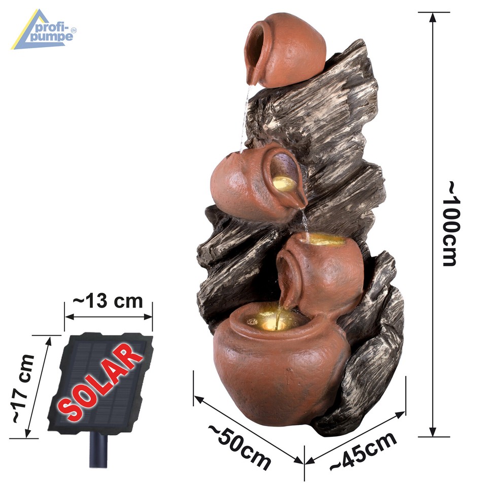 SOLAR BRUNNEN SPRINGBRUNNEN GARTEN BRUNNEN ZIER SOLAR WASSERSPIEL ...