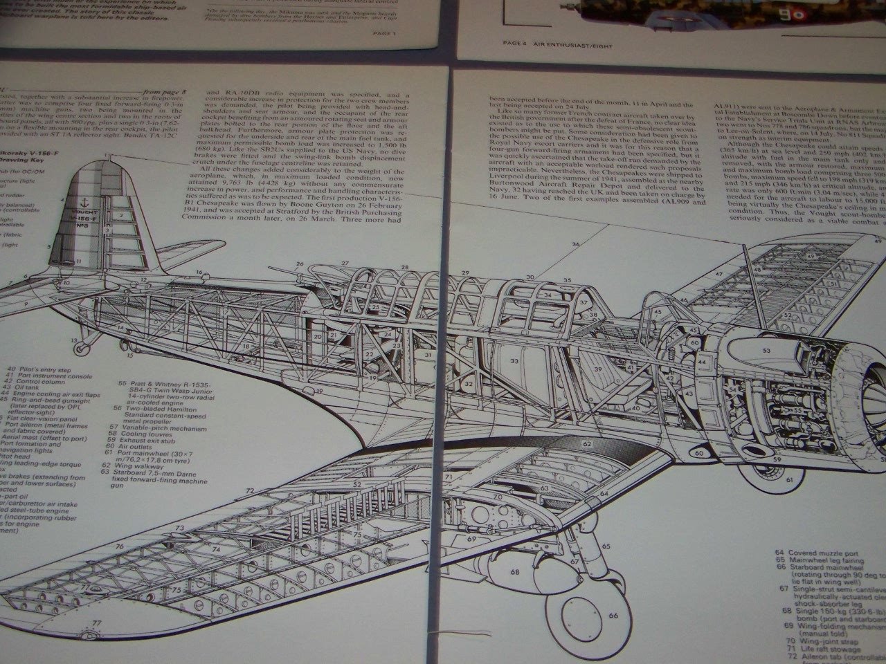 VINTAGE..VOUGHT SIKORSKY V-156F/SB2U...3-VIEWS/SPECS/CUTAWAY/DETAILS ...