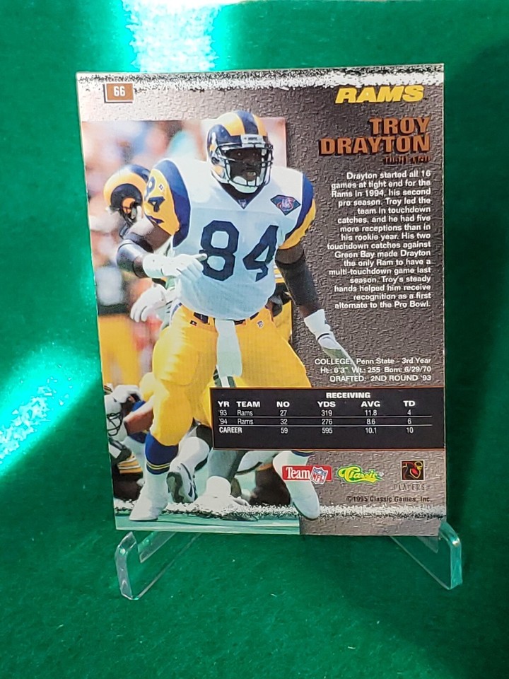 1995 Pro Line Silver St. Louis Rams Football Card #66 Troy Drayton | eBay