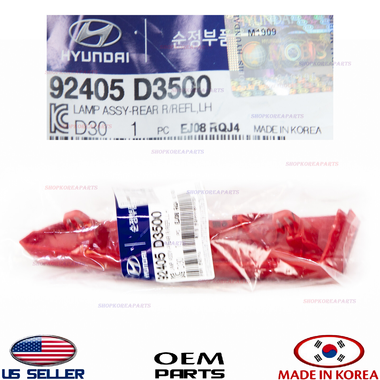 Genuine OEM HYUNDAI TUCSON Rear Bumper Left Lamp Reflector Panel 92405 ...