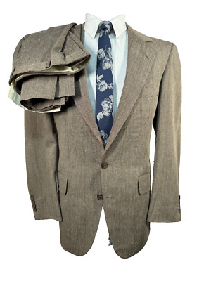 Vintage WARREN SEWELL Mens Brown Wool Flat Front 2pc Suit 40R Jacket ...