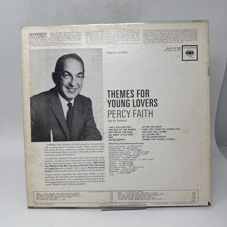 Percy Faith And His Orchestra Themes For Young Lovers Vinyl Record VG ...