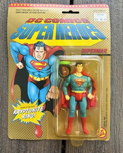 Vtg 1989 Toy Biz SUPERMAN w/ Kryptonite RING Action Figure MOC DC ...
