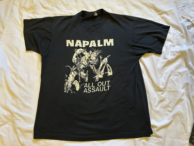 Napalm "All Out Assault" Vintage Shirt thrash metal screen stars RARE ...