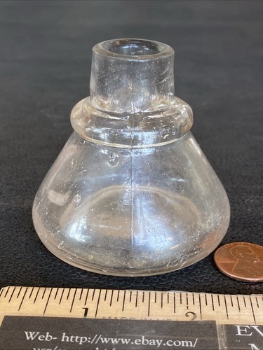 Antique Clear Glass Sheer Top CONE NO LIP INK BOTTLE NOT EMBOSSED Ring ...