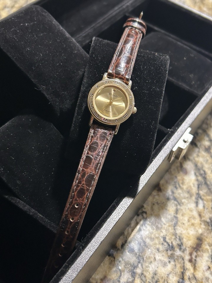 Vintage Eternity Quartz Watch Gold Tone Roman Bezel Sunburst Dial Runs ...