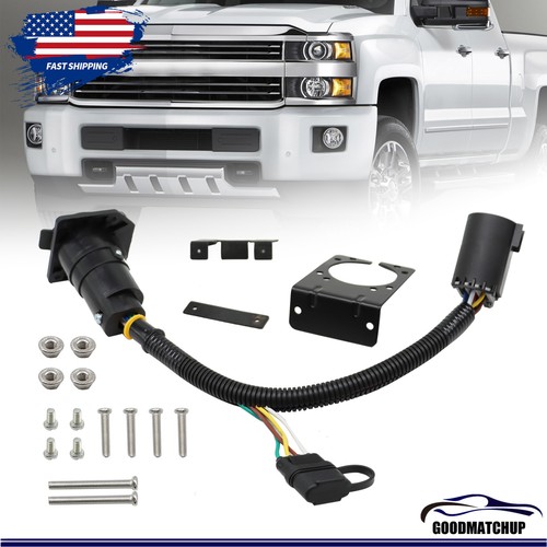 7 Way RV Trailer Tow Wiring Harness Connector 7/4 Pin Flat Plug for ...