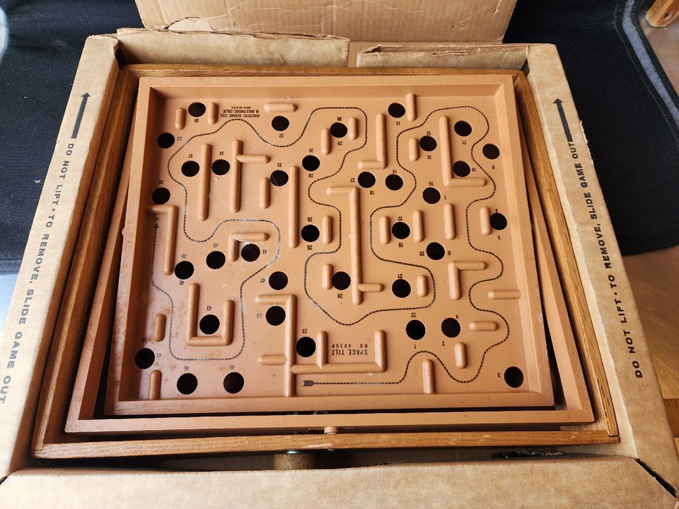 Vintage Space Tilt Marble Labrynith Maze Game Original Box No Balls ...
