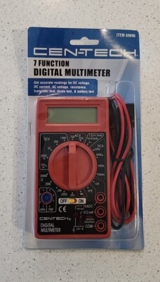 Cen-Tech 7 Function Digital Multimeter DC-AC Voltage Battery Multi ...