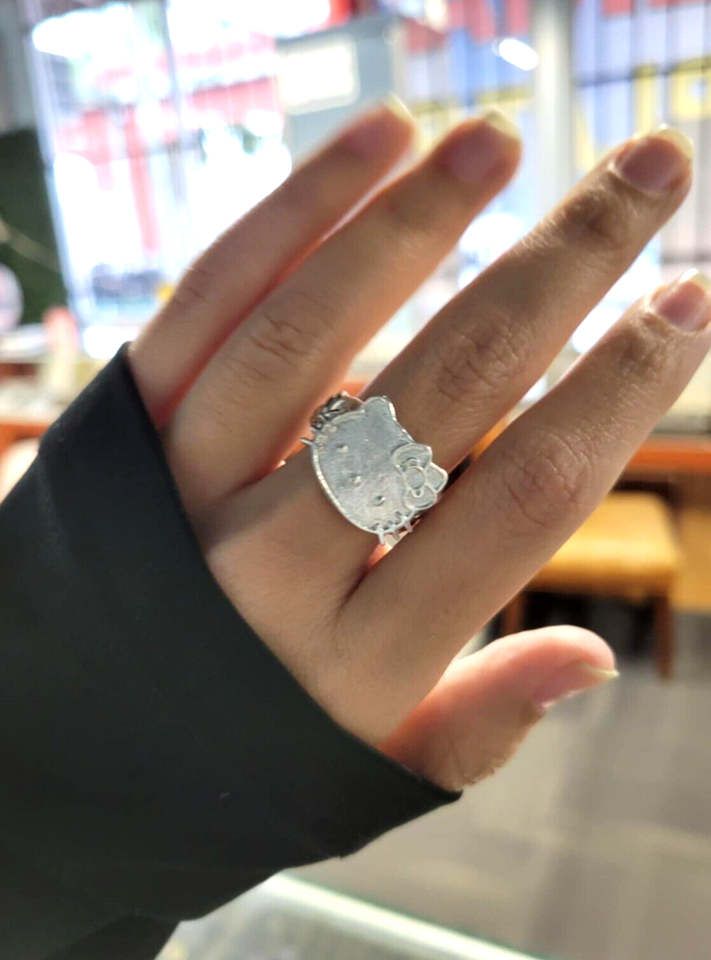 925 Sterling Silver Chino Link Hello Kitty Ring Solid Gift Size 6 ...