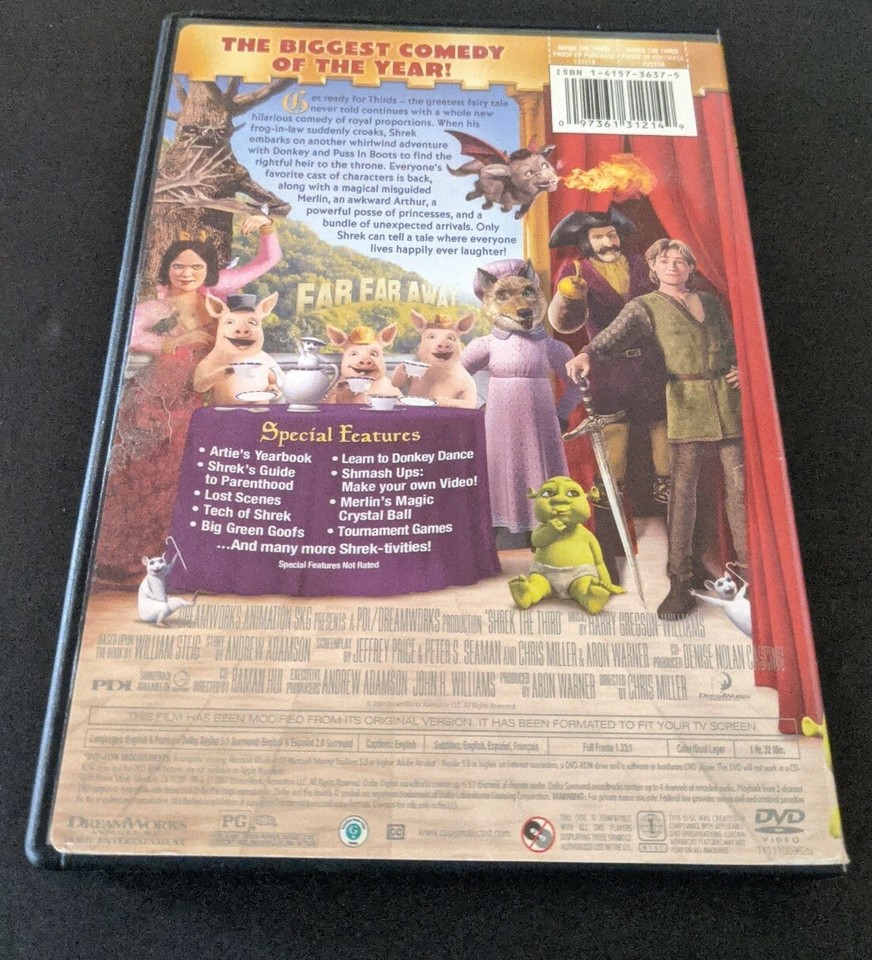 Shrek the Third (DVD, 2007, Full Screen Version) "The Best Shrek Yet ...