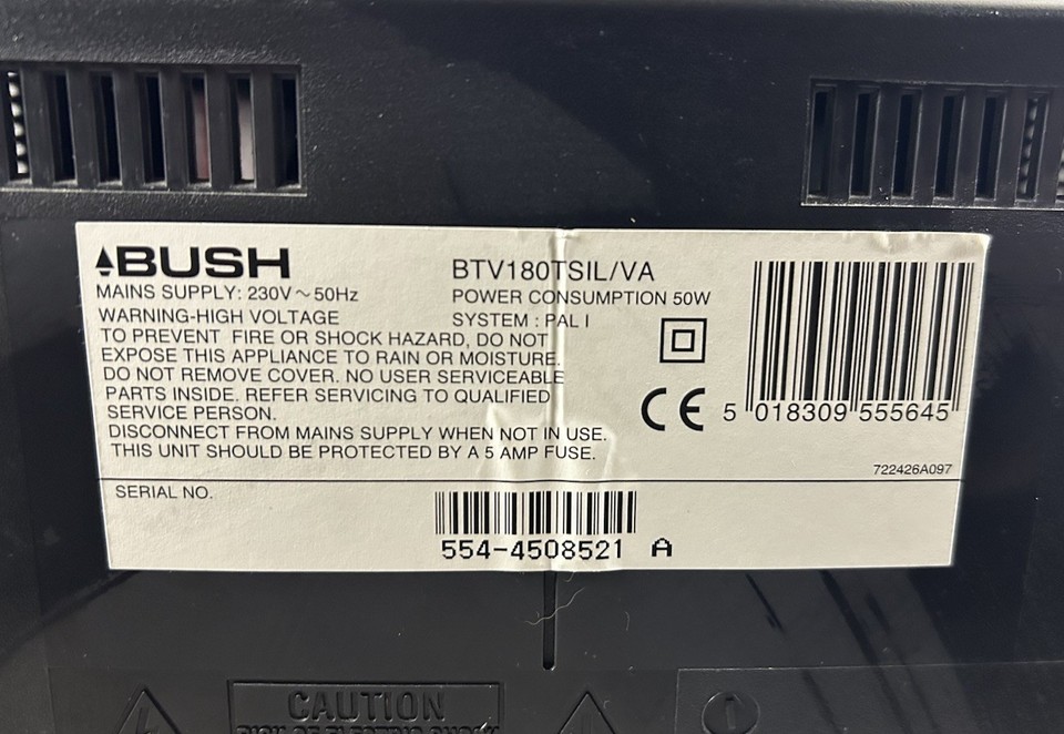 Bush 14-inch CRT TV with A Built-in VHS Player Retro Gaming Tested ...