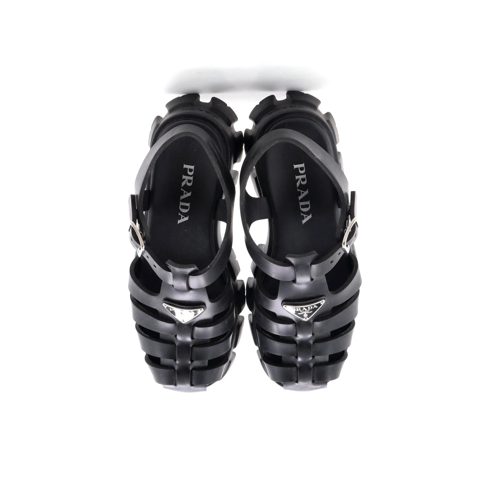 Prada Rubber Cage Platform Sandals