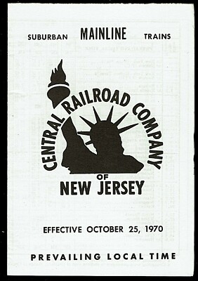 ⫸ CENTRAL RAILROAD of NEW JERSEY CNJ Schedule Timetable 10-25-1970 (220 ...