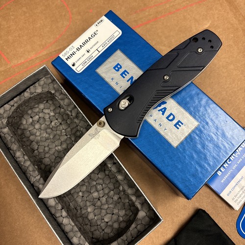Benchmade 585-03 Mini Barrage, S30V Blade, Blue Richlite Handles | eBay