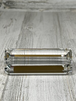 Vintage Glass Block Paperweight With Gold Background | eBay