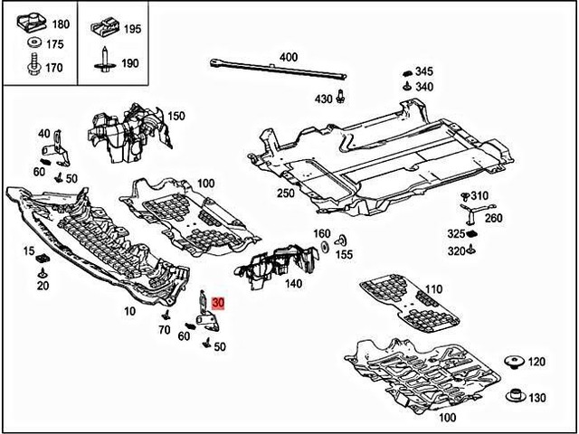MERCEDES Underbody Shield Bracket - Left 2055240040 C300 C400 for sale ...