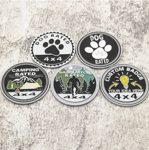 2PCS 4X4RATED Emblem Round Off-road vehicle tail Badge Zinc alloy Car ...