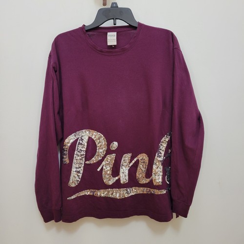 Pink Victoria's Secret Bling Long Sleeve Sequins Burgandy Small ...