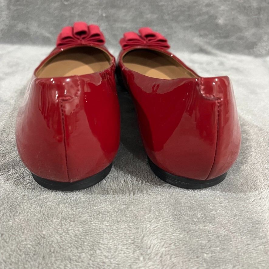 Talbots BRIANA4 RASPBERRY TART Red Patent Leather Suede Bow Ballet ...