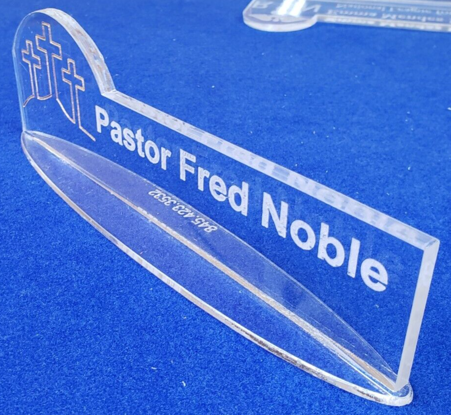 Christian Three Crosses Acrylic Name Plate Personalized Nameplate ...