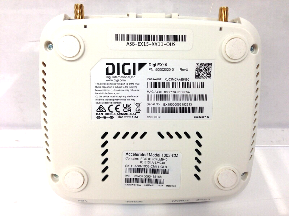Digi EX15 Accelerated Model 1003-CM LTE Router W/1002-CM06 Modem Core ...