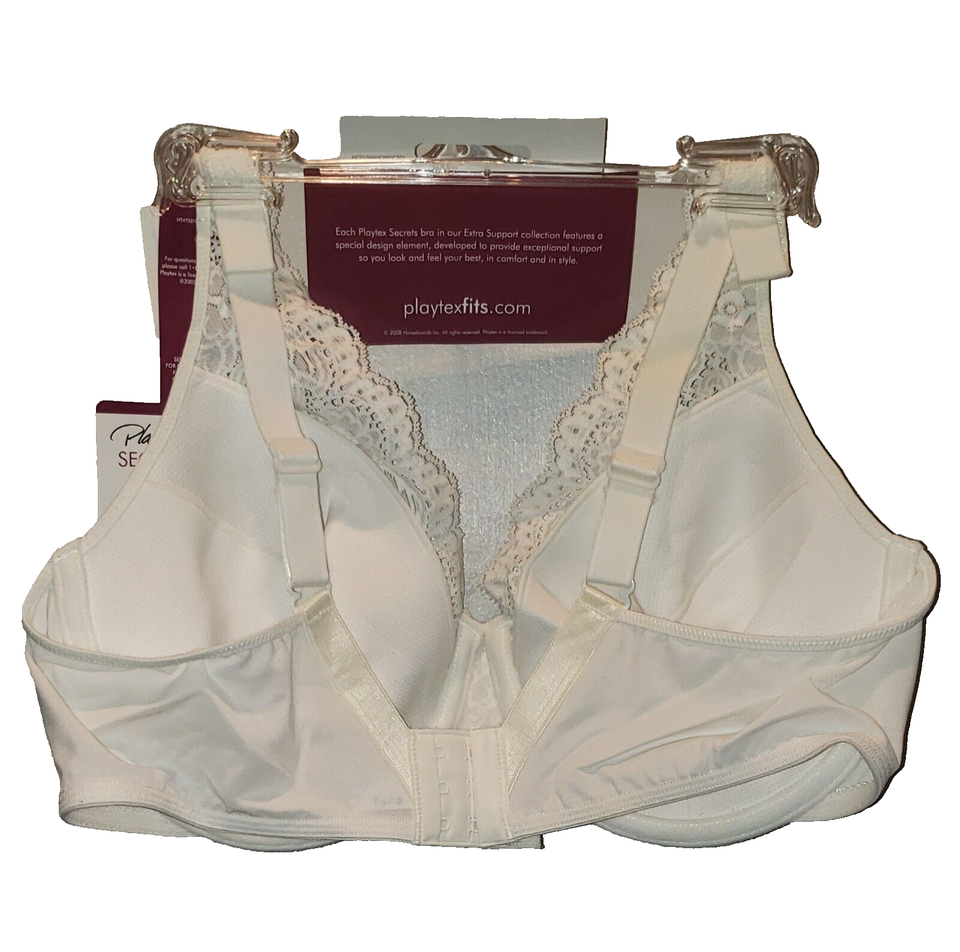 PLAYTEX SECRETS LEGACY LACE 4728 UNDERWIRE EXTRA SUPPORT WHITE BRA 40C ...