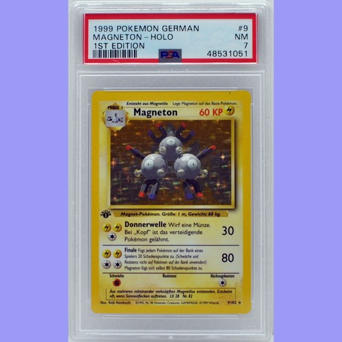 Pokemon 1st Edition Base Set German Magneton Holo 9/102 PSA 7 NEAR MINT ...