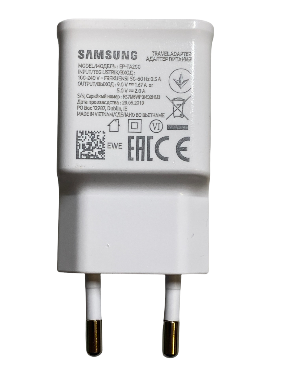 GENUINE SAMSUNG EP-TA200 9.0V 15W EU 2PIN MAINS USB-A FAST CHARGING ...
