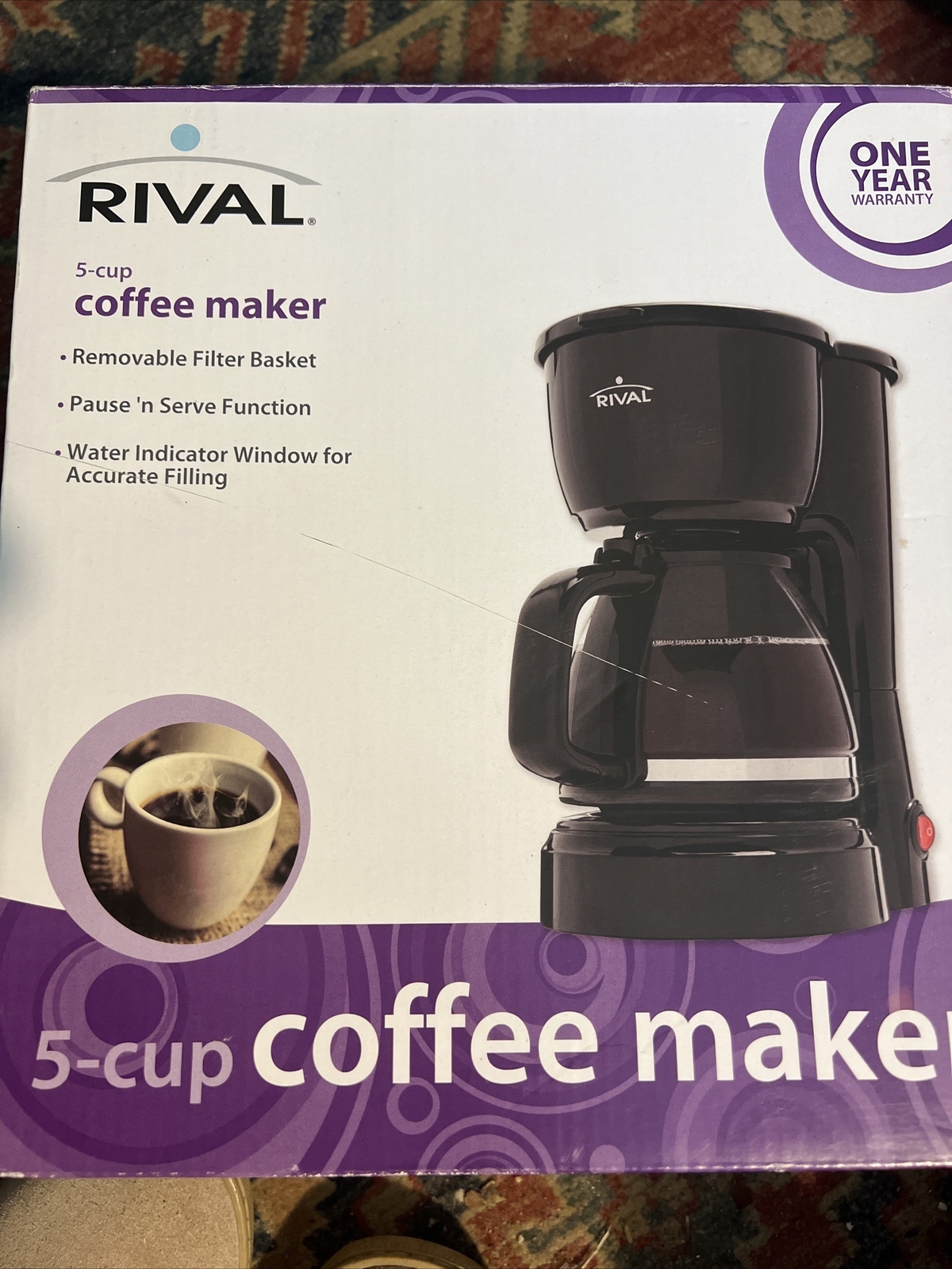 Rival 5 Cup Coffee Maker Vacation Dorm Room College 511301-Black Space ...
