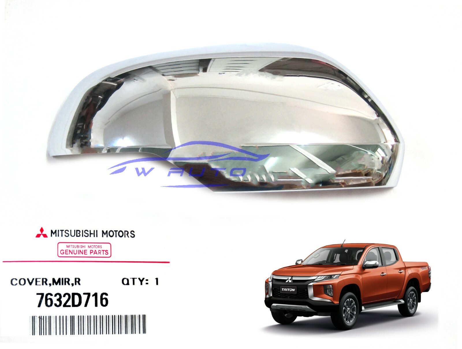 Genuine RH chrome Wing Side Mirror Cover Fits Mitsubishi L200 Triton ...