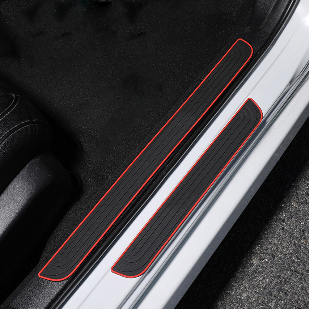 4PCS Rubber Car Door Plate Sill Scuff Cover Anti Scratch Decal Sticker ...
