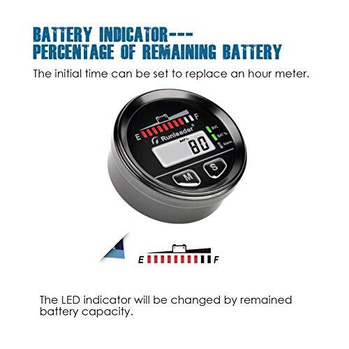 12V to 48V Digital LED Battery Capacity Monitor, Hours Volt Meter Gauge ...