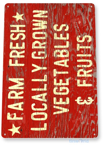 TIN SIGN Fresh Fruits Vegetables Metal Décor Wall Art Store Kitchen Bar ...
