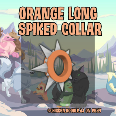 Animal Jam Classic (AJC) Rare Orange Long Spiked Collar **READ ...