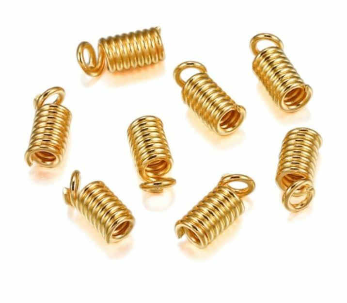 10 PCS 3/4/5mm Coil Cord Spring Necklace Bracelet Leather Ends Cap ...