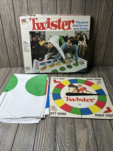 Vintage 1974 Twister Game Complete Giant Mat Spinner Box Milton Bradley ...