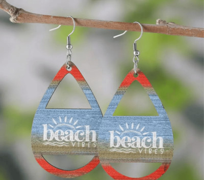 Beach oval shape wooden drop dangle earring set | eBay