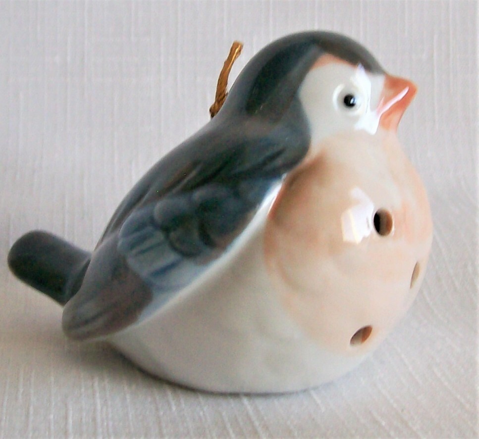 Chubby Blue Bird Ornament Hanging Potpourri Ceramic Figurine Takahashi ...