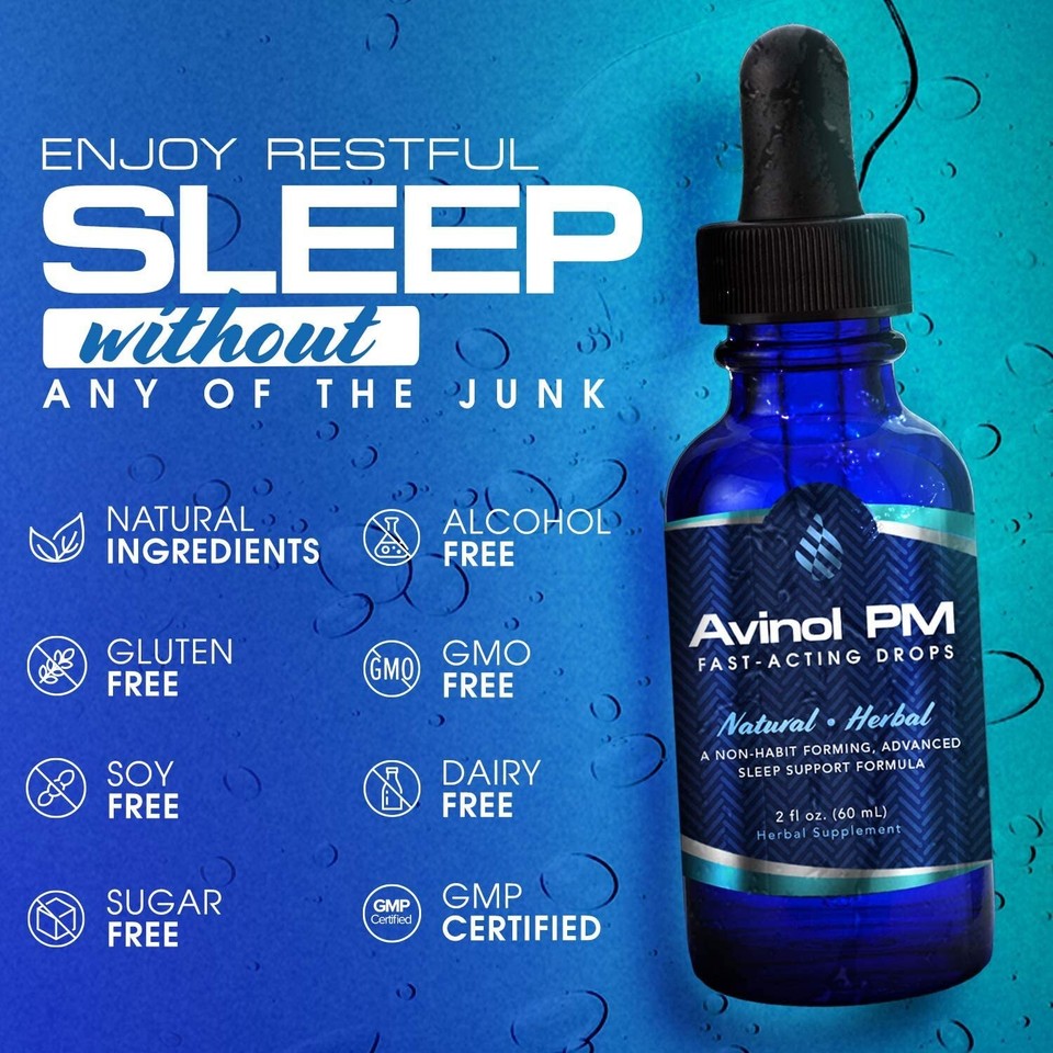 Avinol PM Sleep Drops - Extra Strength Natural Liquid Sleep Aid - 2oz ...