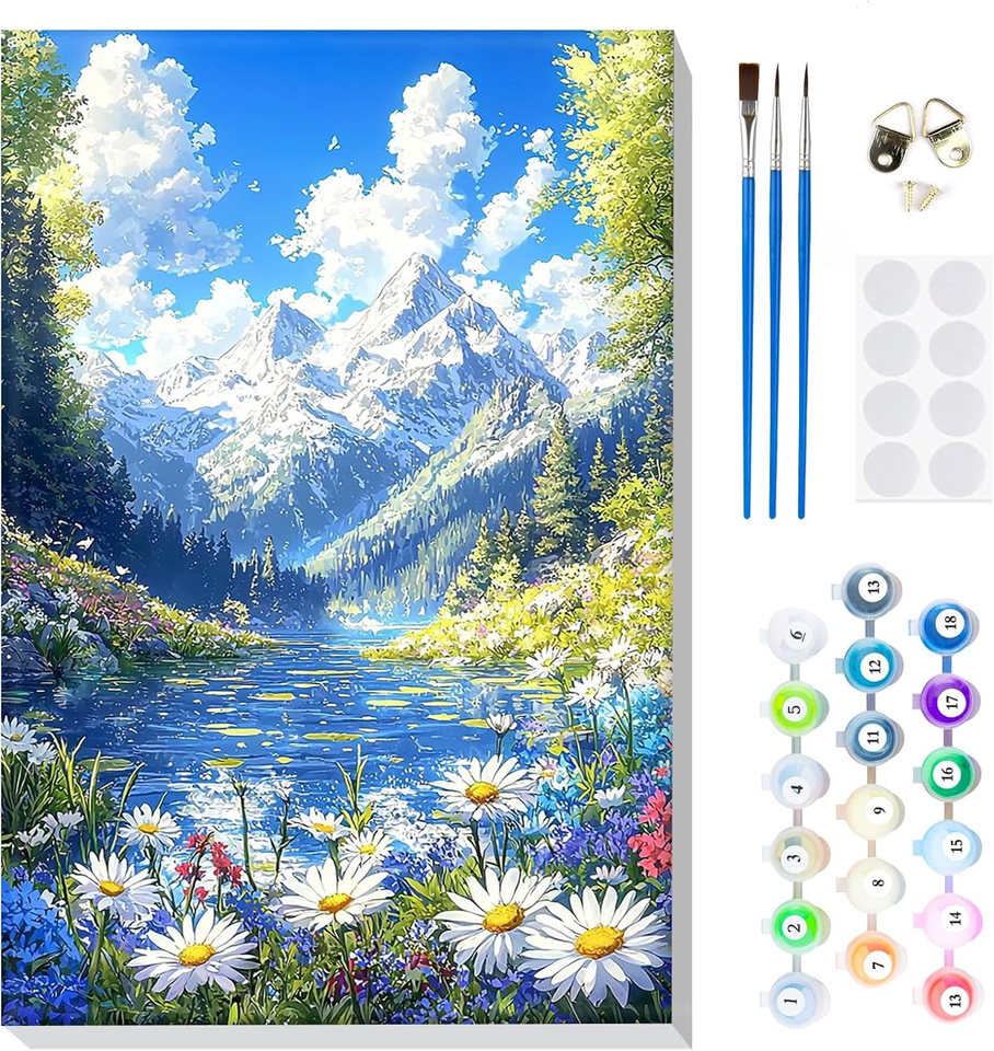 Paint by Numbers for Adults Beginner with Frame, Landscape Paint by ...