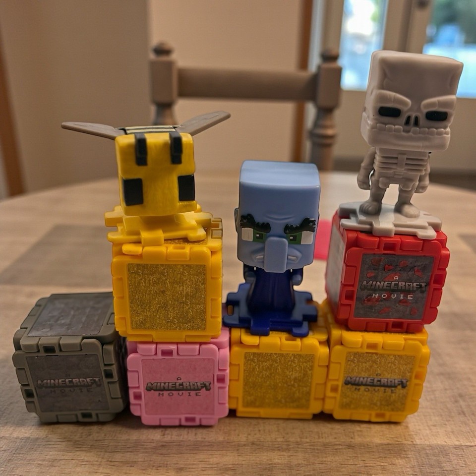 Minecraft Movie Mini Figures & Block Cubes Lot Bee Villager Skeleton ...