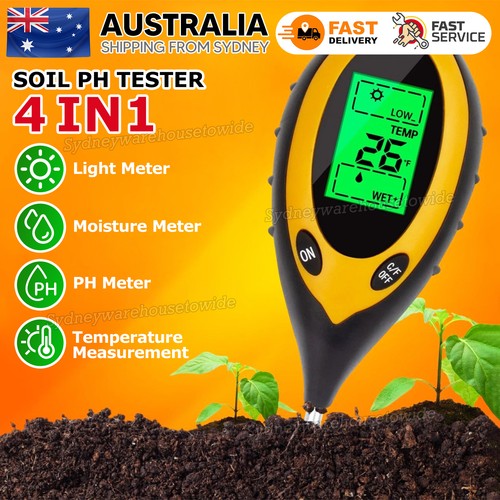 4 in 1 Soil PH Tester Moisture Sunlight Light Test Meter for Garden ...