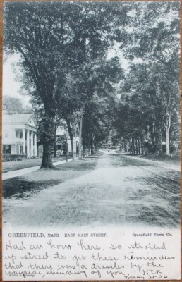 Greenfield, MA 1906 Tuck Postcard: Main Street w/RPO Postmark ...