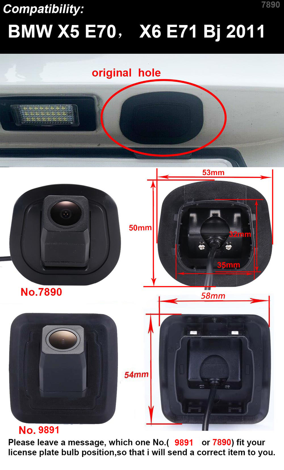 HD rear view Backup Car Camera for BMW X5 E70 X6 E71 Bj 2011 X1 E84 ...