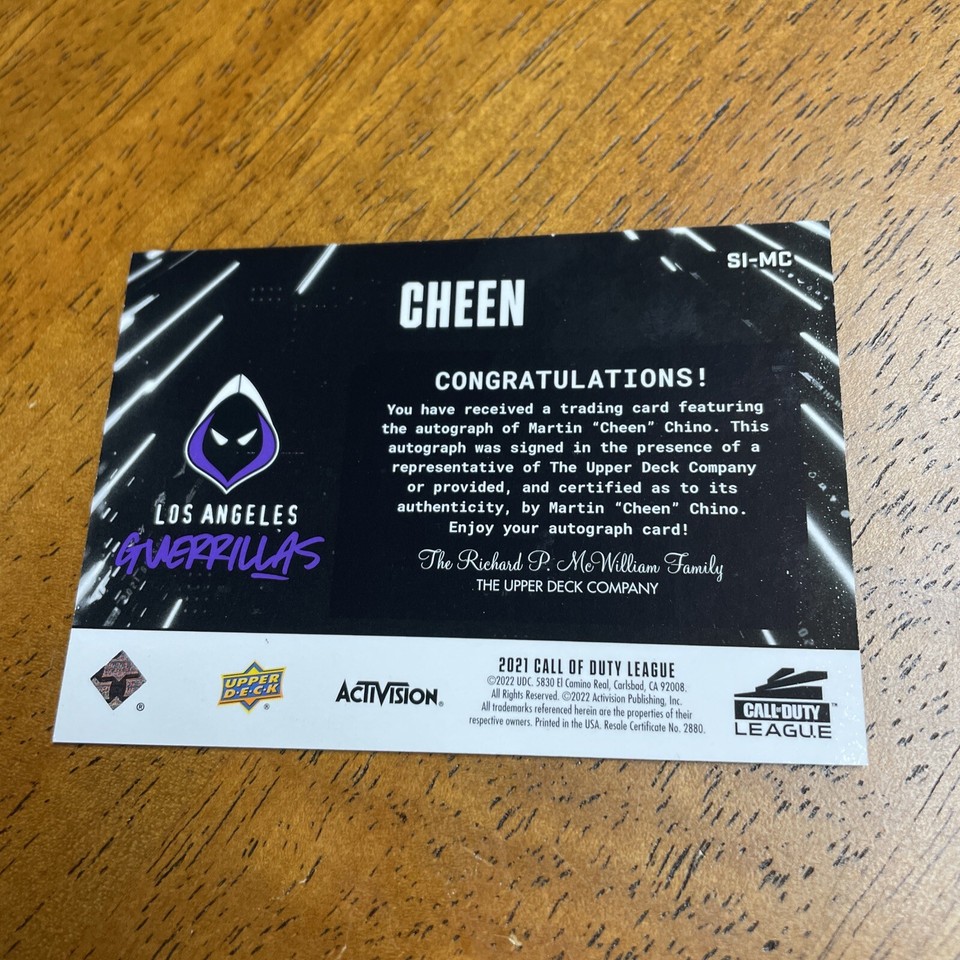 2021 Upper Deck Call of Duty League Solo Ink Cheen #SI-MC Auto | eBay