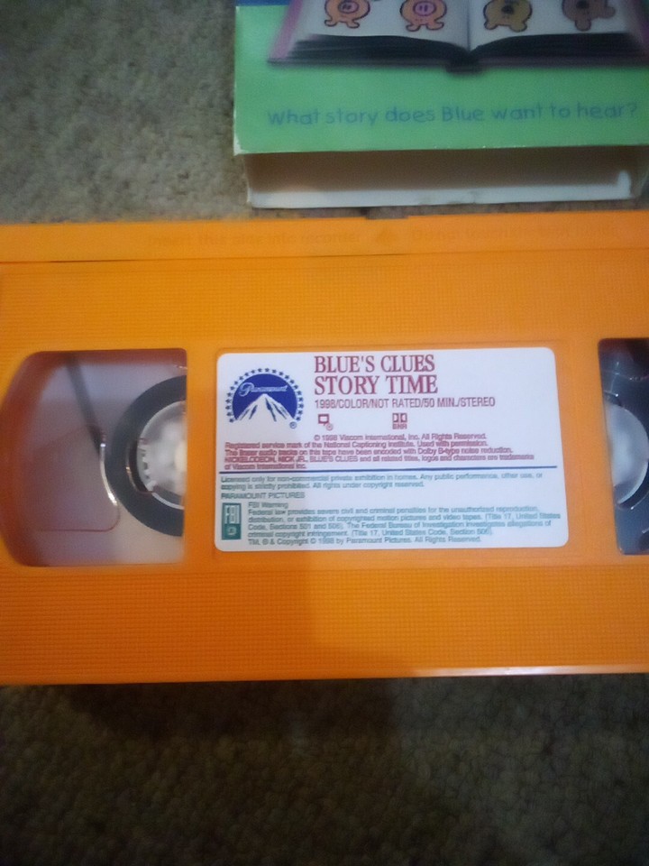 Blues Clues Story Time VHS 1998 Play Along With Blue Nick Jr Orange ...