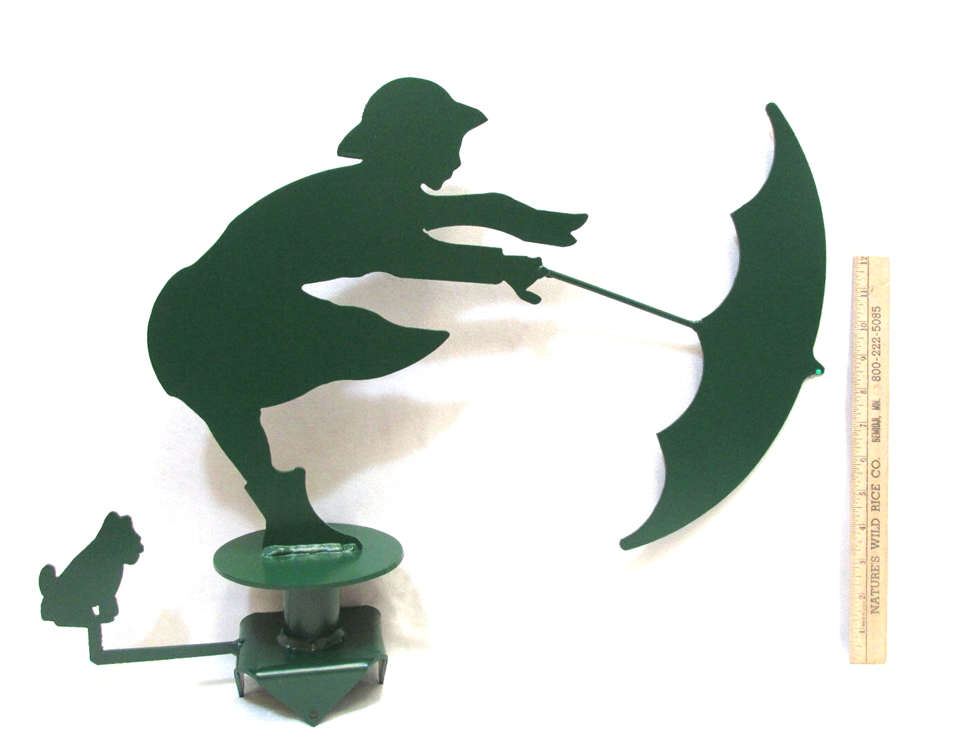 Weathervane Windy Day Girl Umbrella Green Outdoor 19" Heavy Steel Hand ...