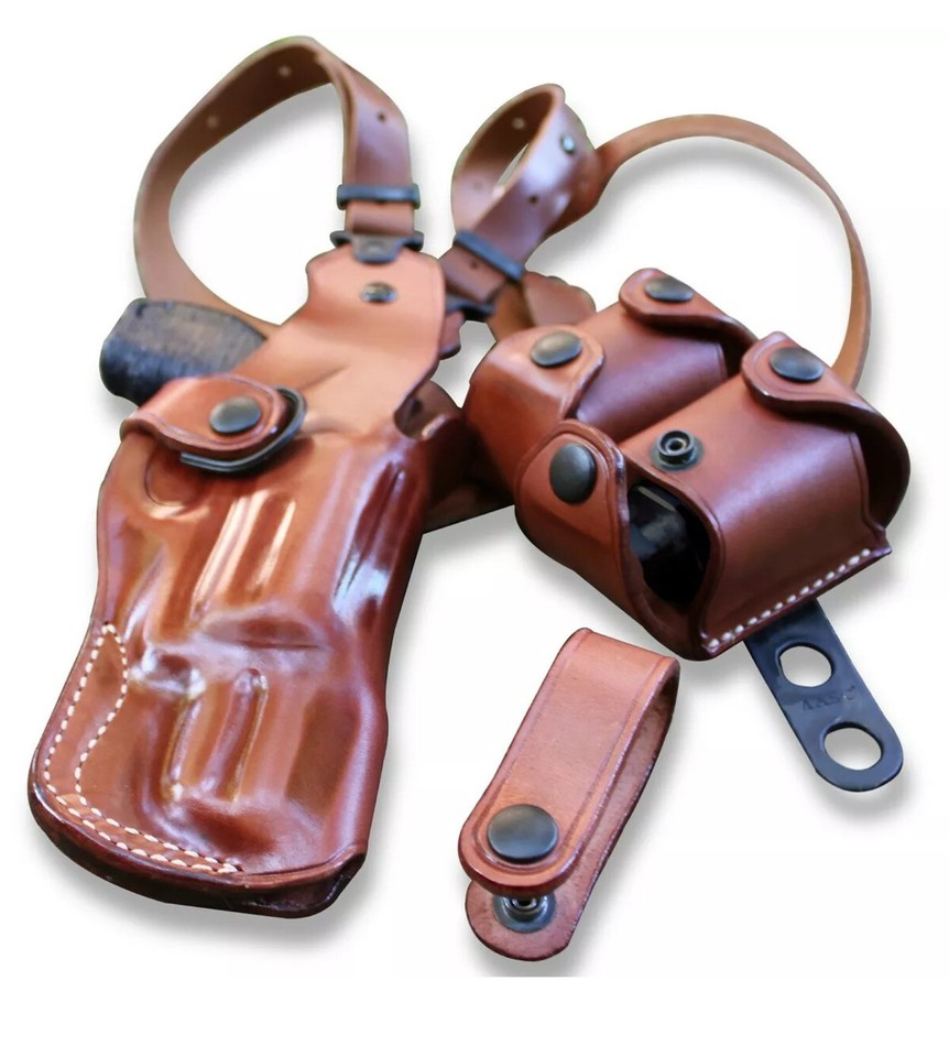 Fits Colt Python 357 Magnum 2.5”BBL Leather Vertical Shoulder Holster ...